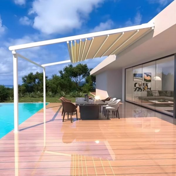Quality Retractable Windproof Roof Top Awning Over-Roof Pergola Sunroom Patio Cover Shade for Balcony Application for sale