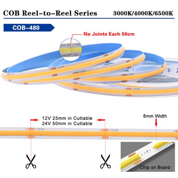 Quality R G B W Dimmable LED Light Strips COB Long Interior Exterior For Ceiling for sale