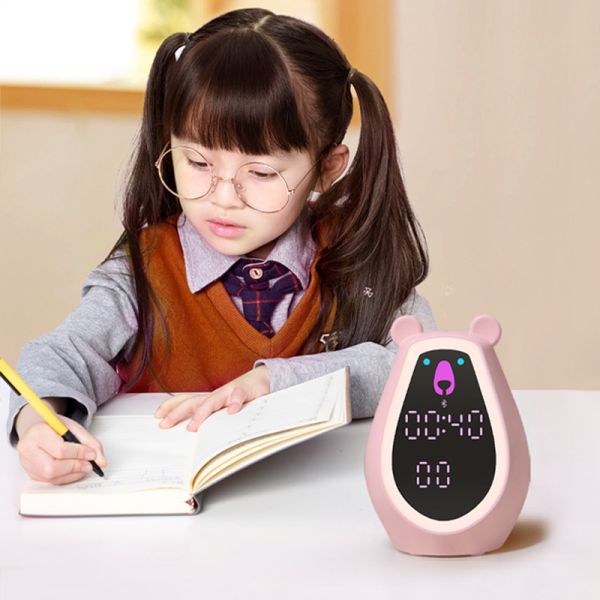 Quality Cute Cartoon Bear Smart Clock Lamp Mute Bedside USB Night Light With For for sale