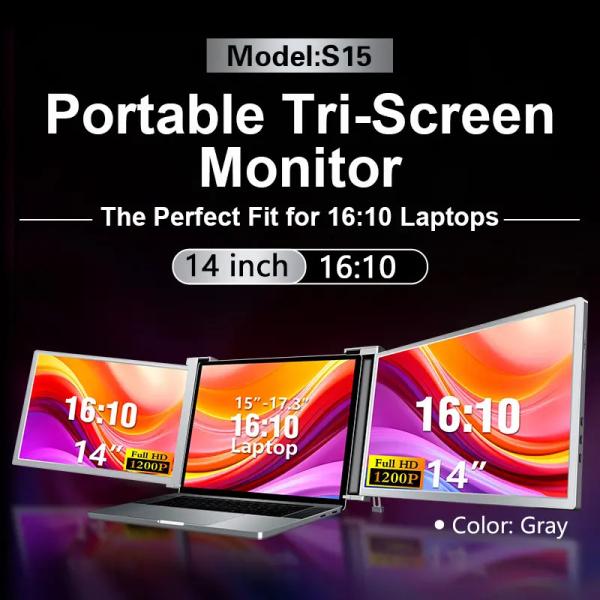Quality Wireless External Portable Triple Monitor Laptop Tri Screen Extender SRGB for sale